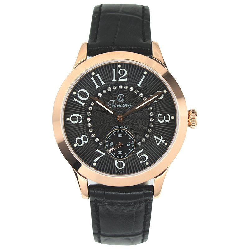 Timing Classic Mechanical Watch TM-8180SM-A - Rose Gold Case with Blac ...